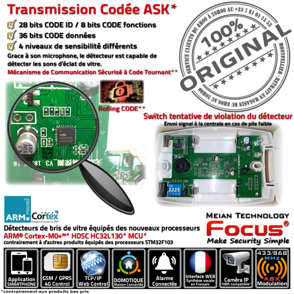 Capteur de bris de vitre MD343R | compatible avec l'Alarme iProtect